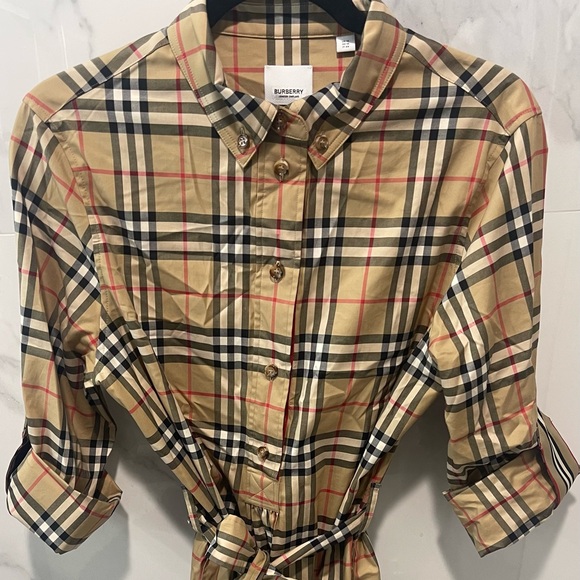 Burberry | Dresses | Burberry Beige Checkered Dress | Poshmark